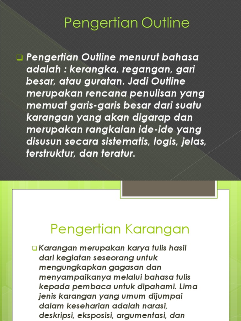 Pengertian Outline | PDF | Seni & Disiplin Bahasa