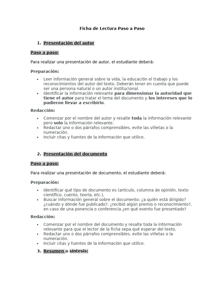 Ficha de Lectura Paso A Paso | PDF | Estilo apa