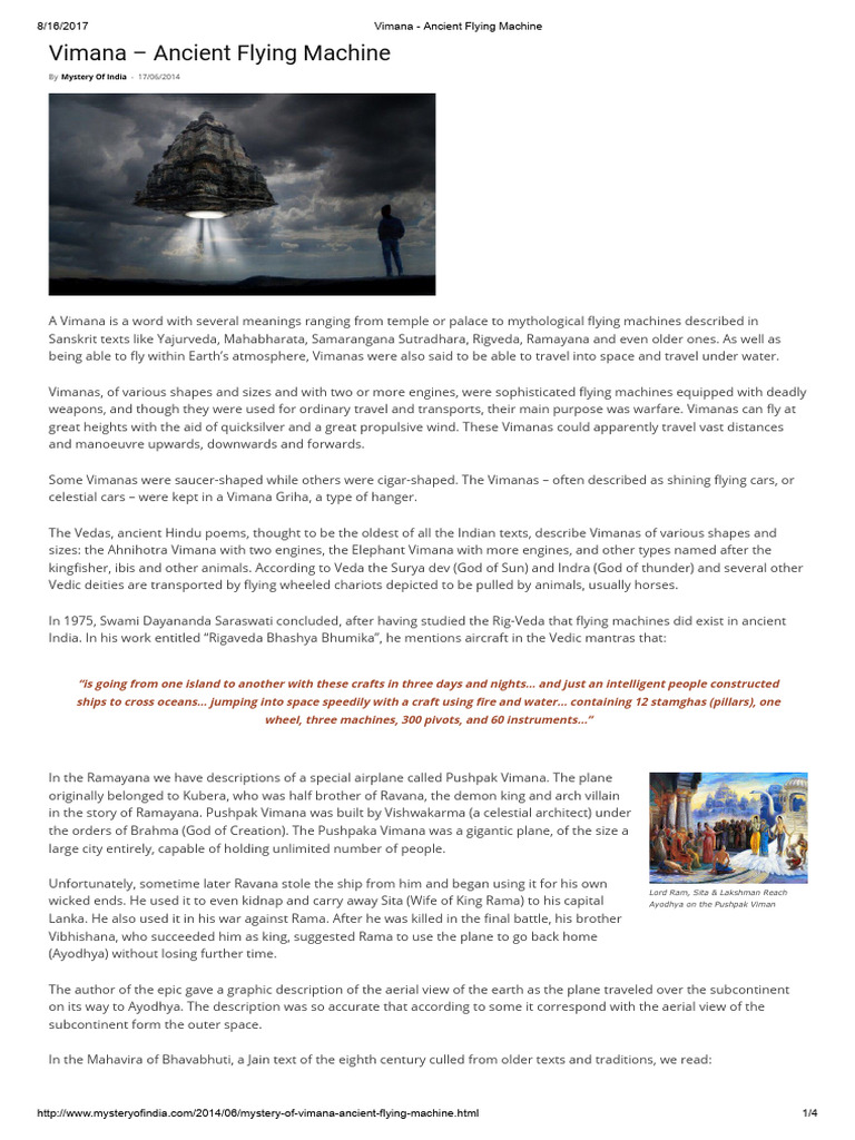 Vimana: Ancient Indian Flying Machines | PDF | Rama | Vedas