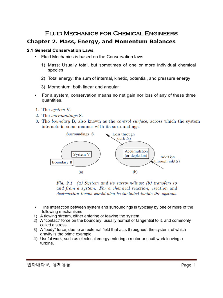 Chapter 2 Mass Energy and Momentum Balances | PDF