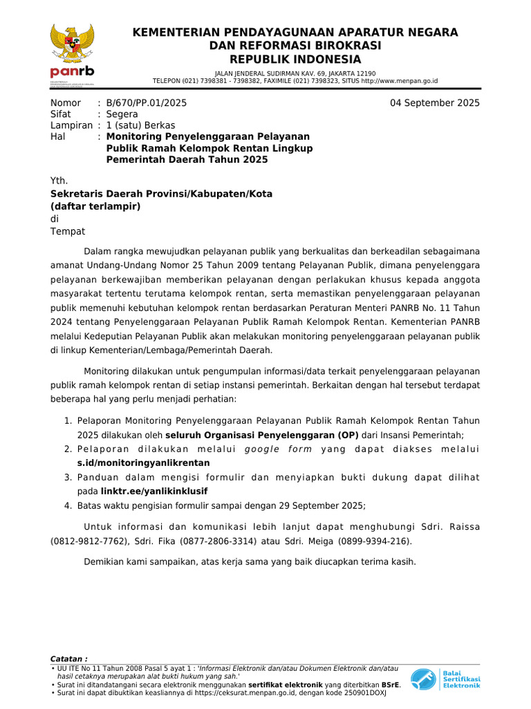 S-Pelaporan Yanlik Kelompok Rentan - Pemda | PDF