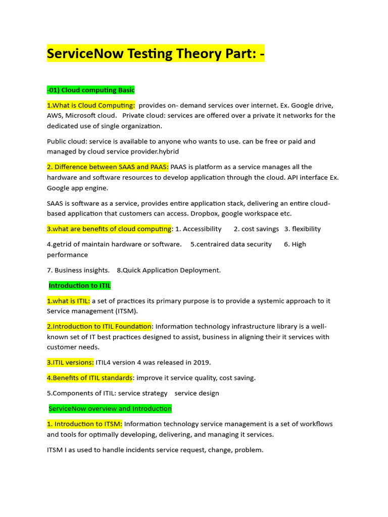 ServiceNow Testing and Cloud Computing Guide | PDF | Cloud Computing ...