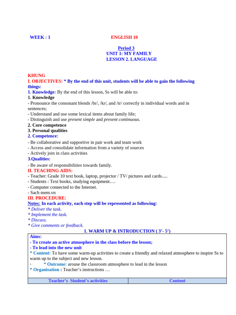 Đặng Thị Ninh- Lớp k2.2023- Grade 10- Unit 1- My Family- Lesson 2 ...