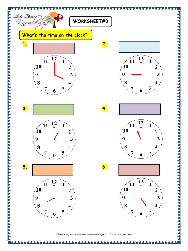 Clock Reading Worksheet 3 | PDF