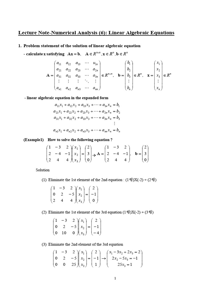 Solving Linear Algebraic Equations | PDF | Operator Theory ...
