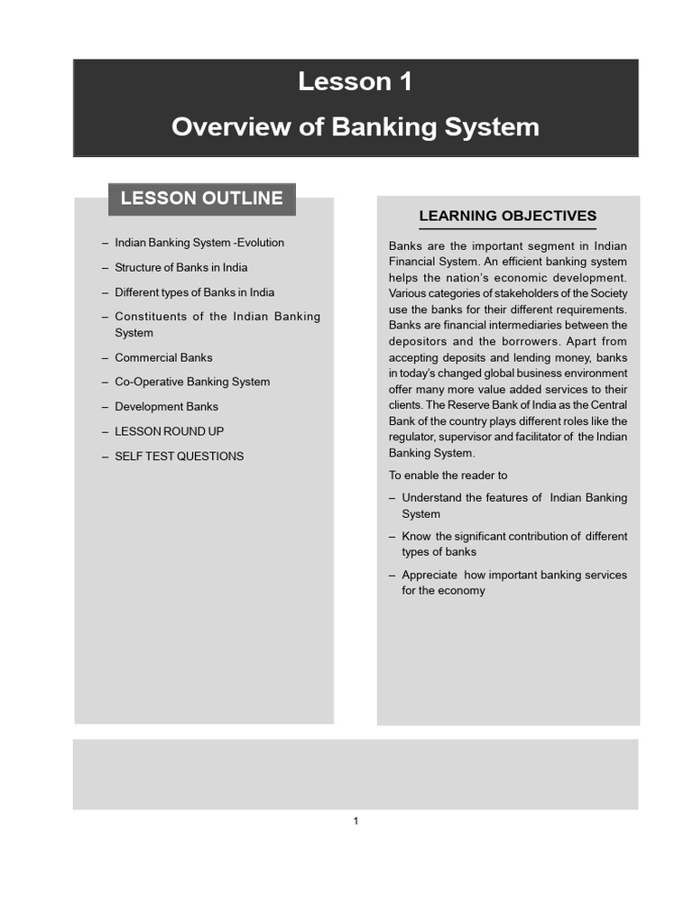 Overview of Indian Banking System | PDF | Banks | Reserve Bank Of India