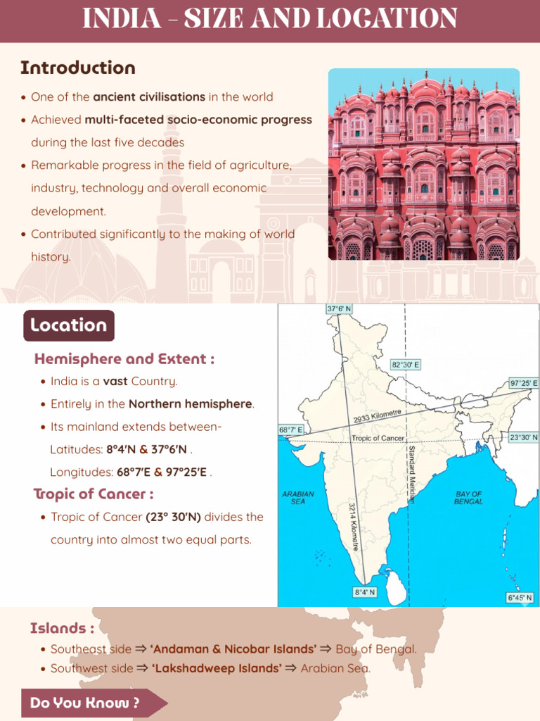 India: Size, Location, and Geography | PDF | Indian Ocean | Longitude