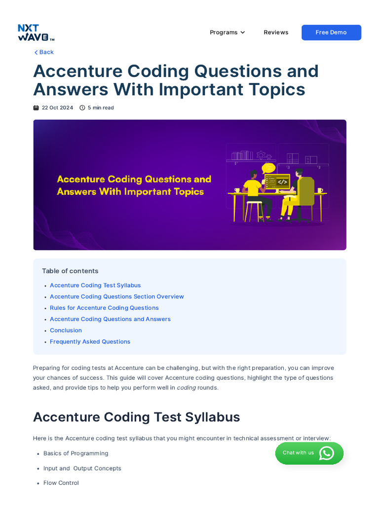 Accenture Coding Questions and Answers (Explained) | PDF | Integer (Computer Science) | Control Flow