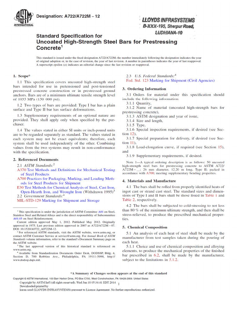 Astm A722 | PDF