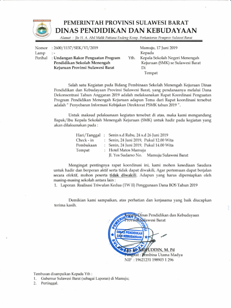 Rakor Penguatan Pendidikan SMK Sulbar | PDF