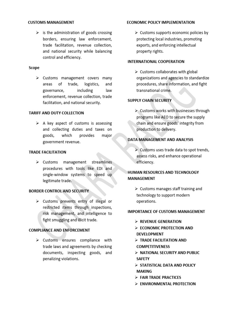Customs Management Overview and History | PDF | Customs | International ...