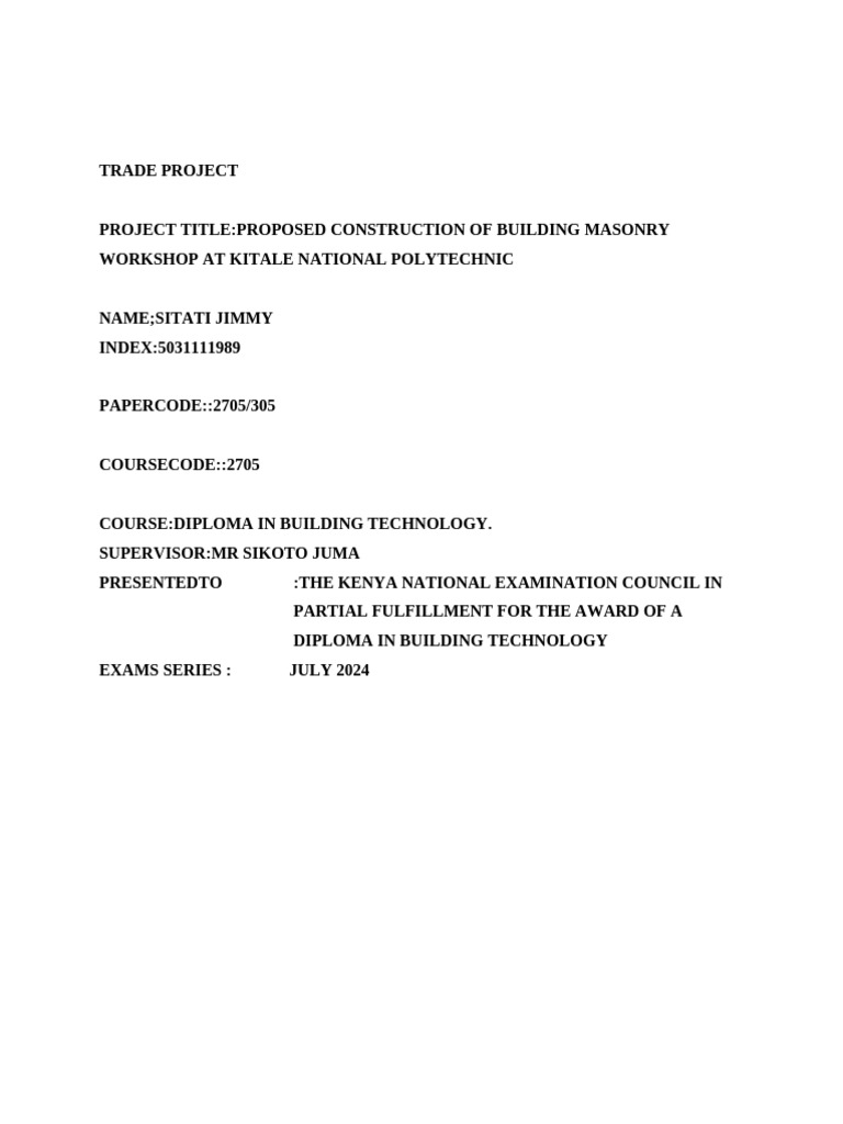 Masonry Workshop Project Proposal | PDF | Surveying | Civil Engineering