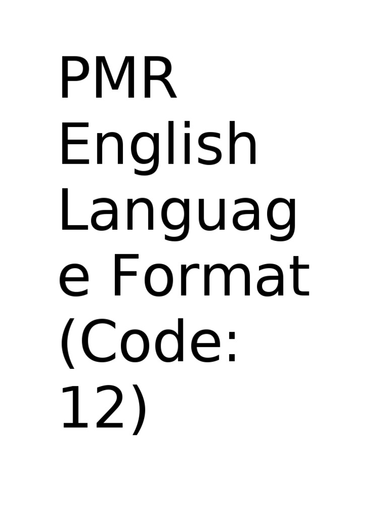 PMR English Languag e Format (Code: 12) | PDF