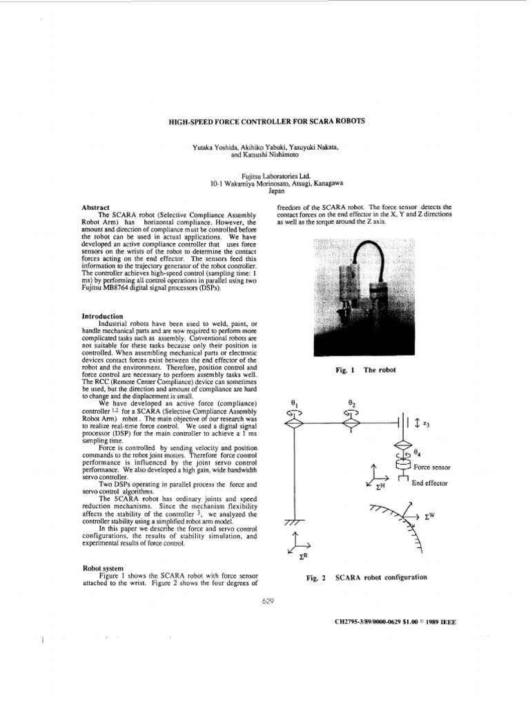 High Speed Force Controller For Scara Robot | PDF | Digital Signal ...