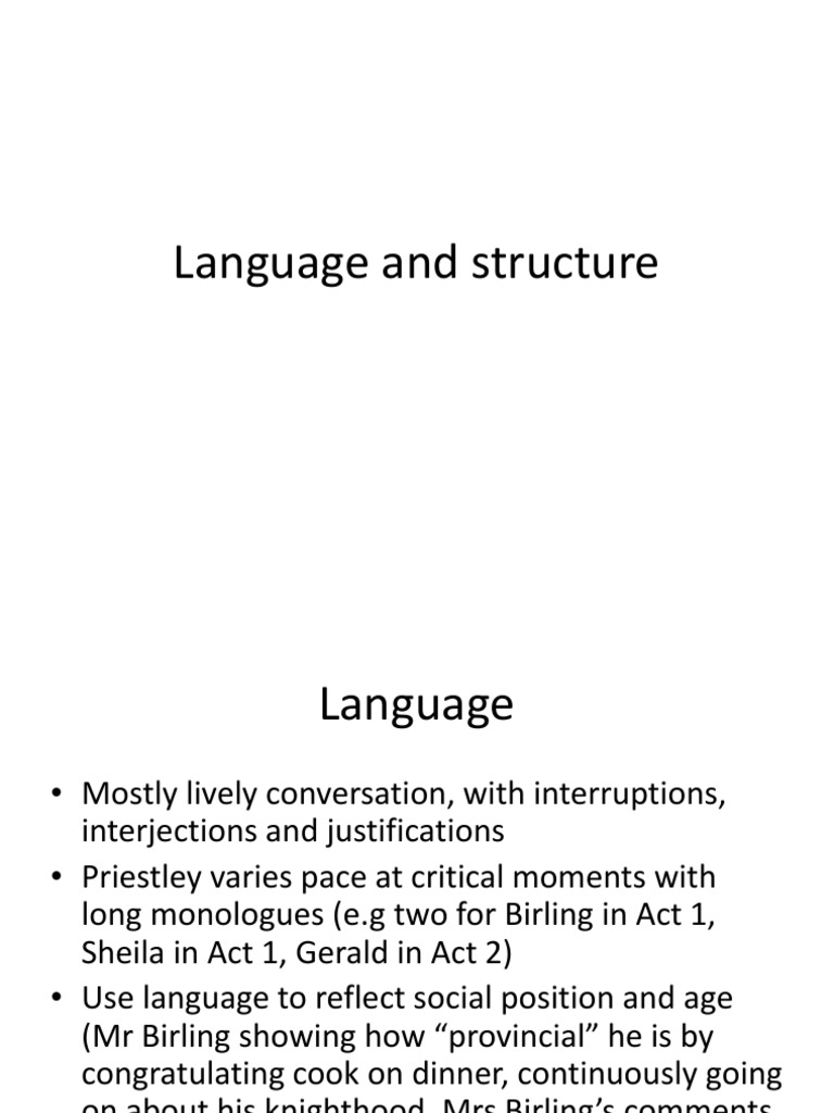 An Inspector Calls Structure and Language | PDF | General Fiction