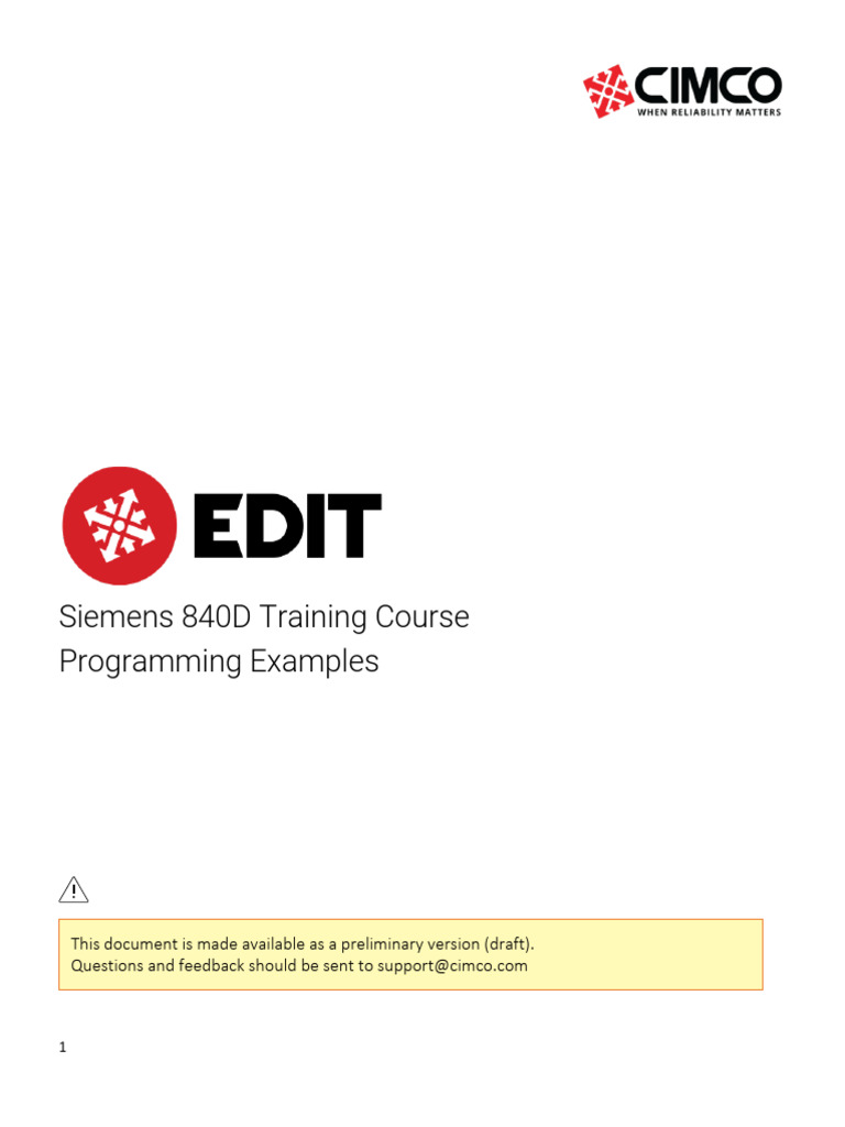 Cimco Edit Siemens 840D Programming Examples | PDF | Machining ...