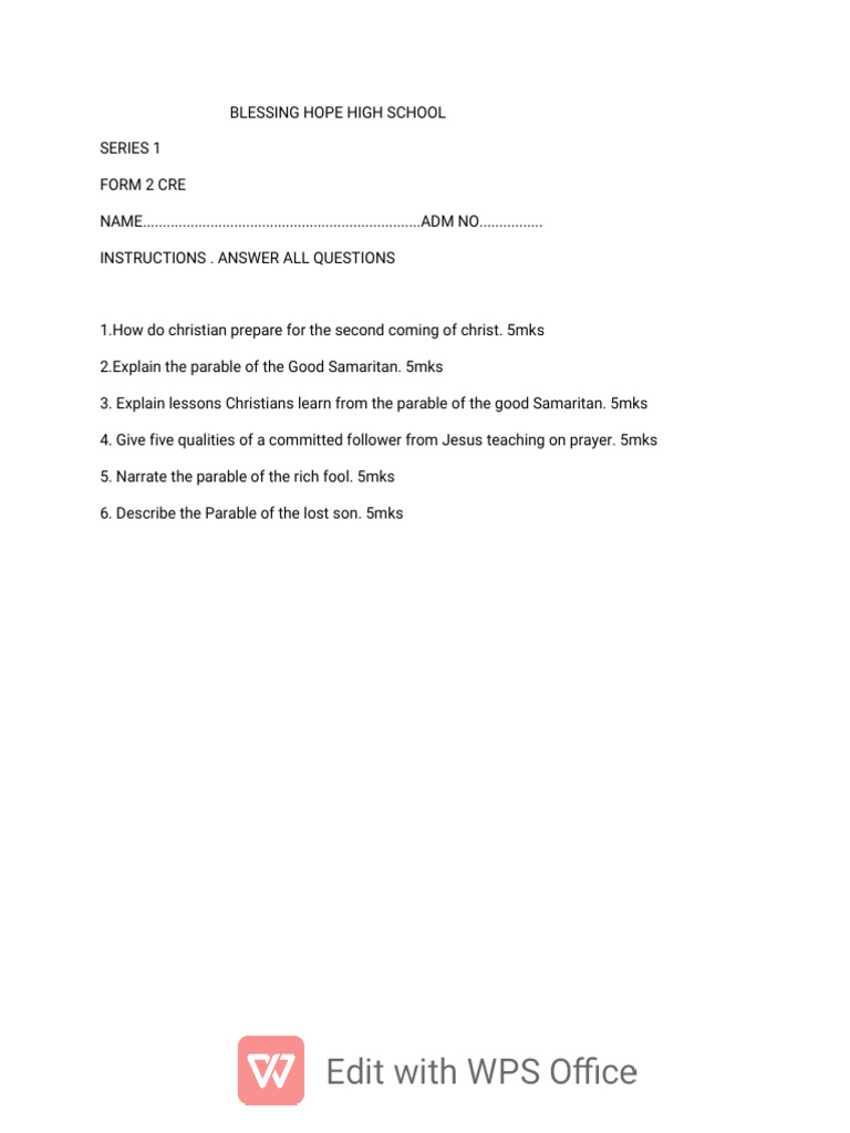Form 2 Cre Series 1 | PDF
