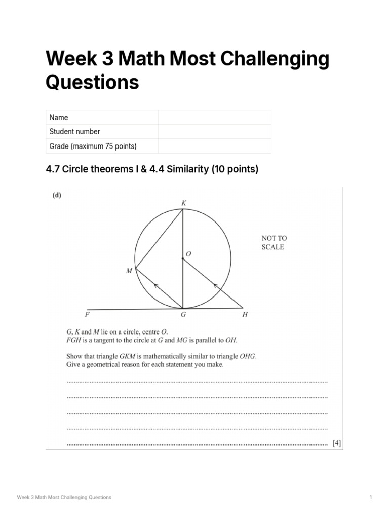 Week 3 Math Most Challenging Questions | PDF