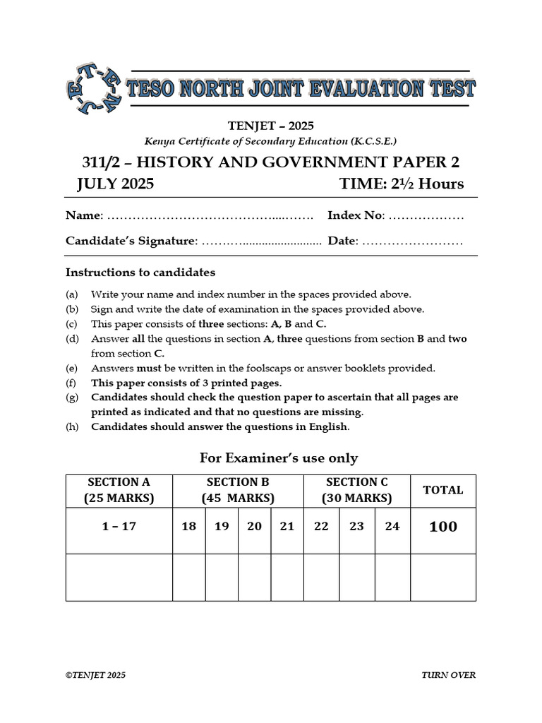 KCSE History Paper 2 Predictions 2025 | PDF