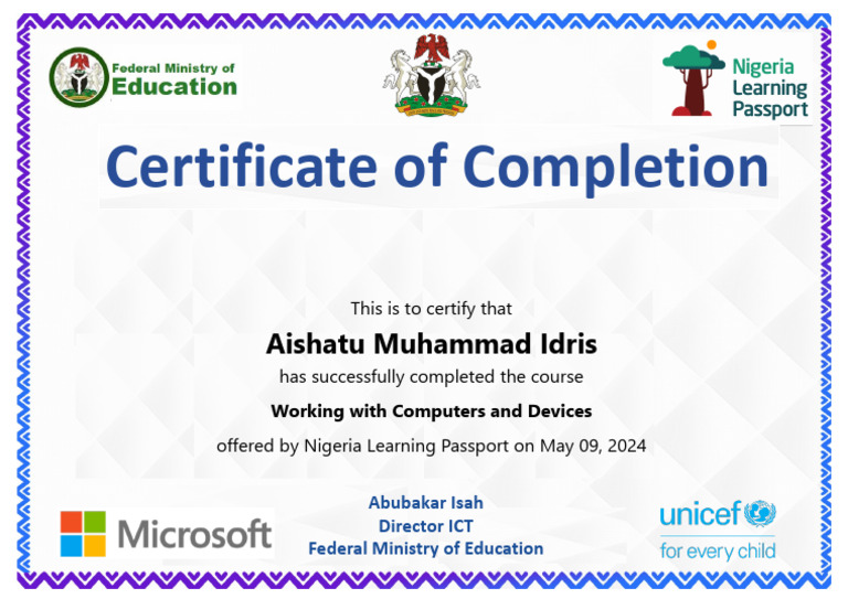Certificate of Completion: ICT Course | PDF