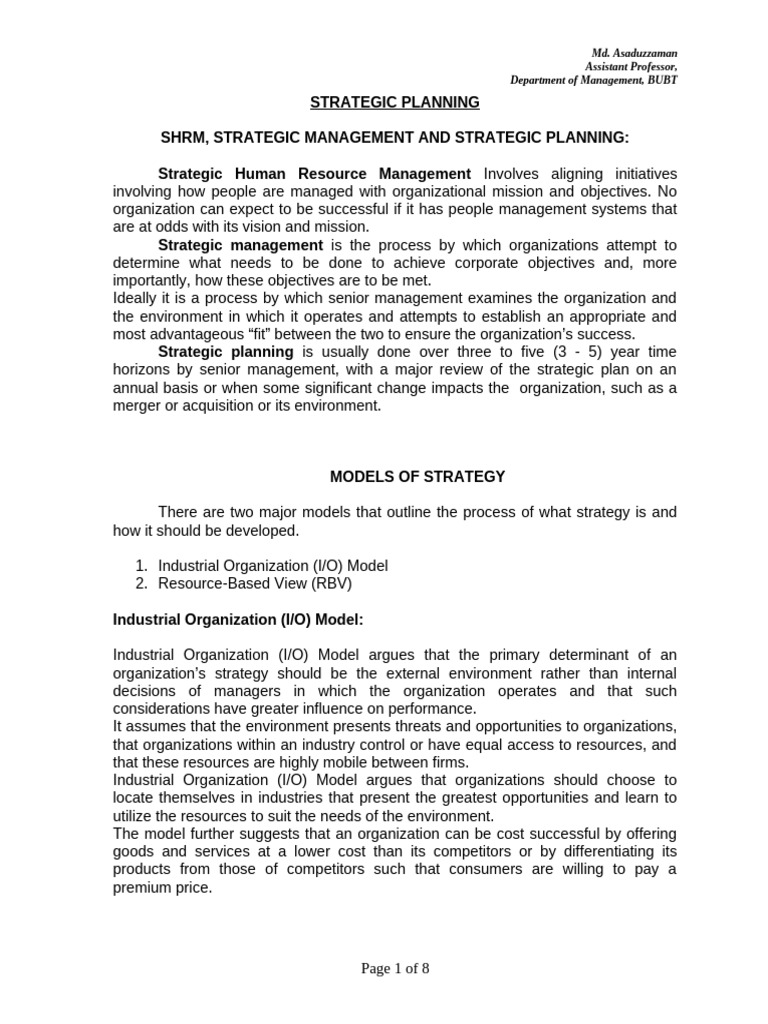 Chap03 Strategic Planning | PDF | Strategic Management | Strategic Planning