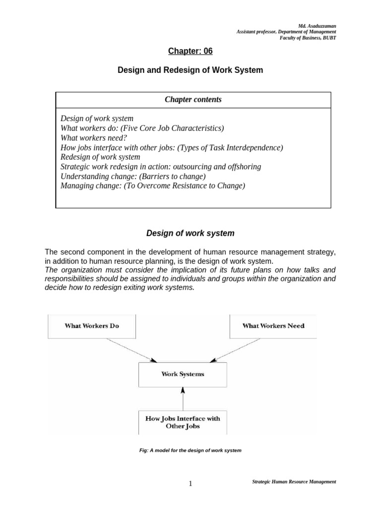 Work System Design and Redesign Strategies | PDF | Outsourcing | Change ...