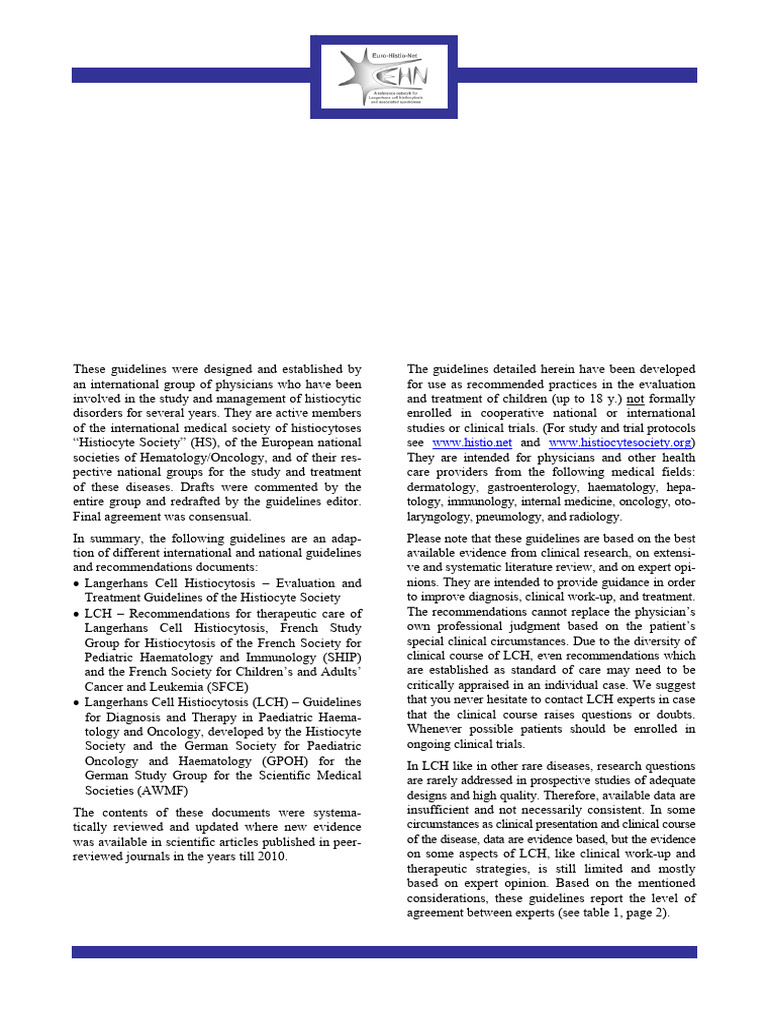 LCH Diagnosis and Treatment Guidelines | PDF | Biopsy | Magnetic ...
