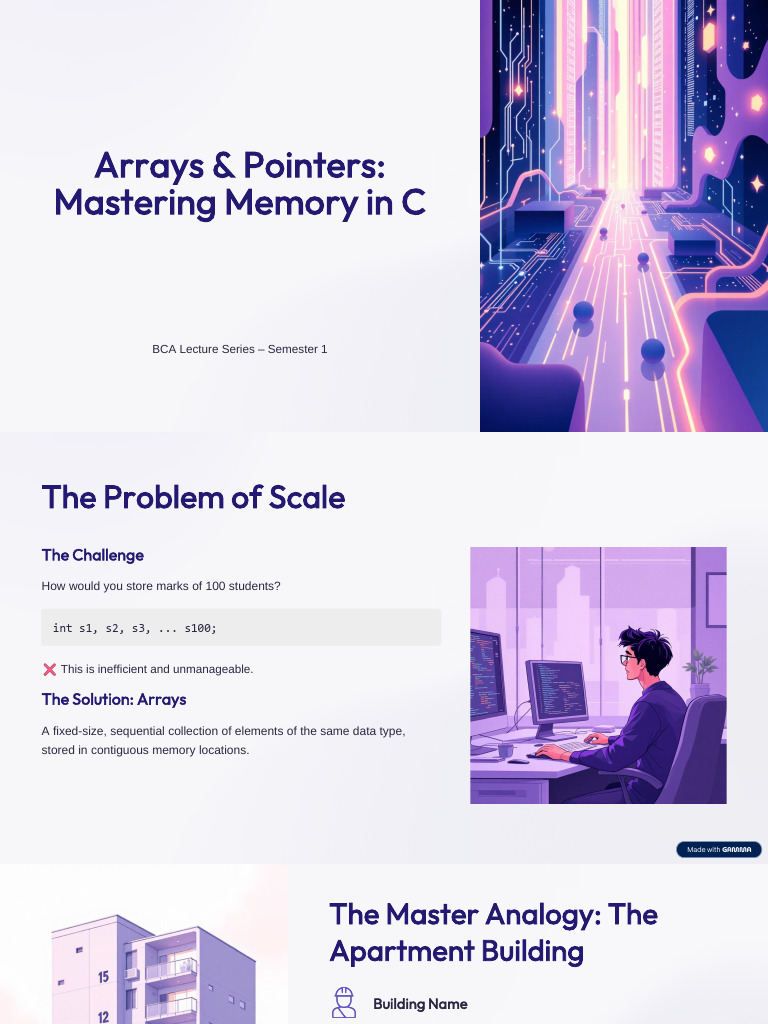 Arrays and Pointers Mastering Memory in C ' | PDF | Pointer (Computer Programming) | Integer ...