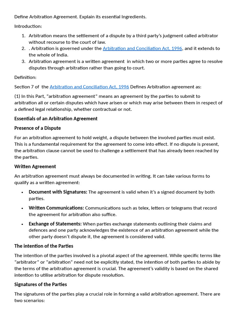 Define Arbitration Agreement | PDF | Arbitration | Arbitral Tribunal