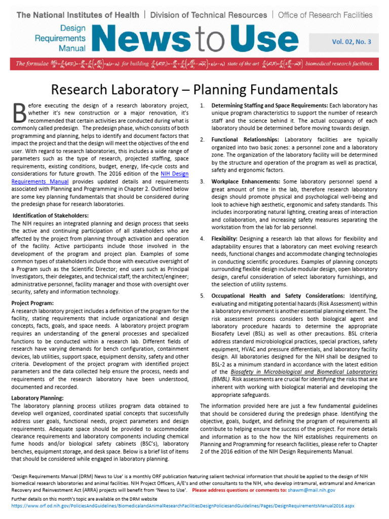 NIH Research Lab Design Guidelines | PDF | Laboratories | Safety