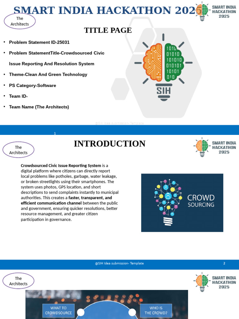 SIH2025 IDEA Presentation Format (1) .PPTX Read Only | PDF | Crowdsourcing | Computing