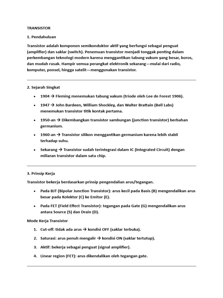Panduan Lengkap Transistor Elektronik | PDF