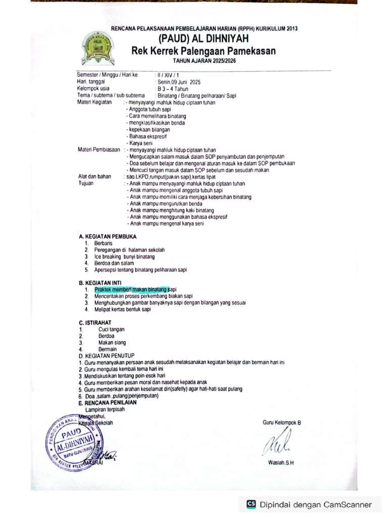 RPPH Memberi Makan Sapi | PDF