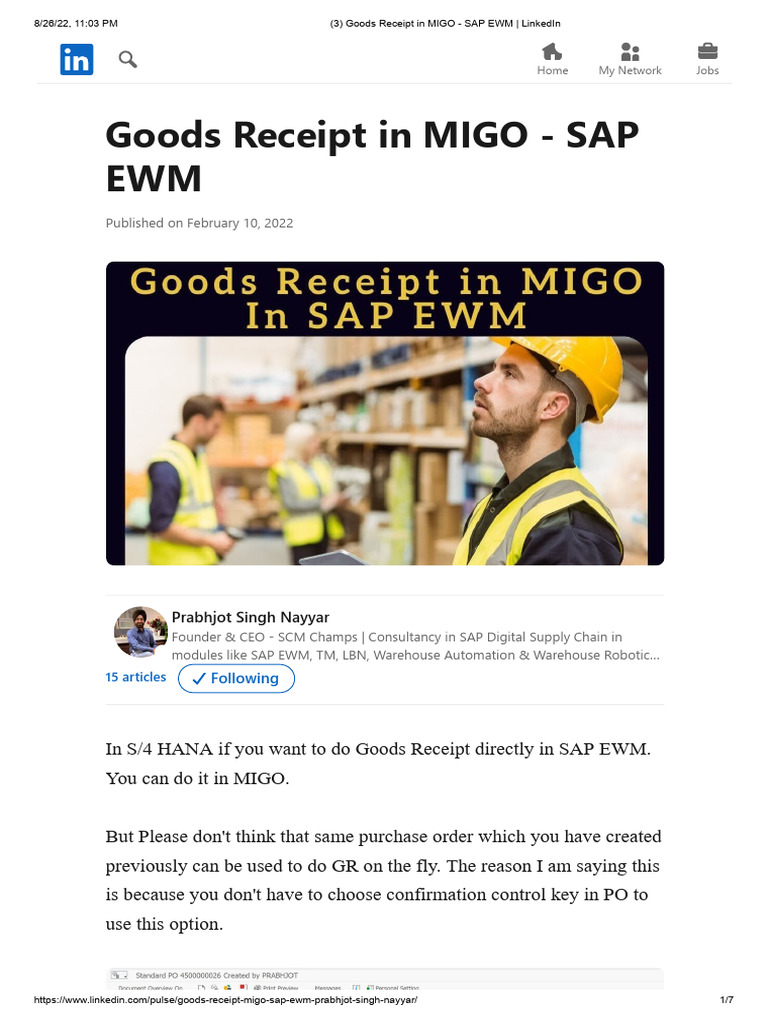 MIGO Goods Receipt Process in SAP EWM | PDF | Business | Enterprise ...