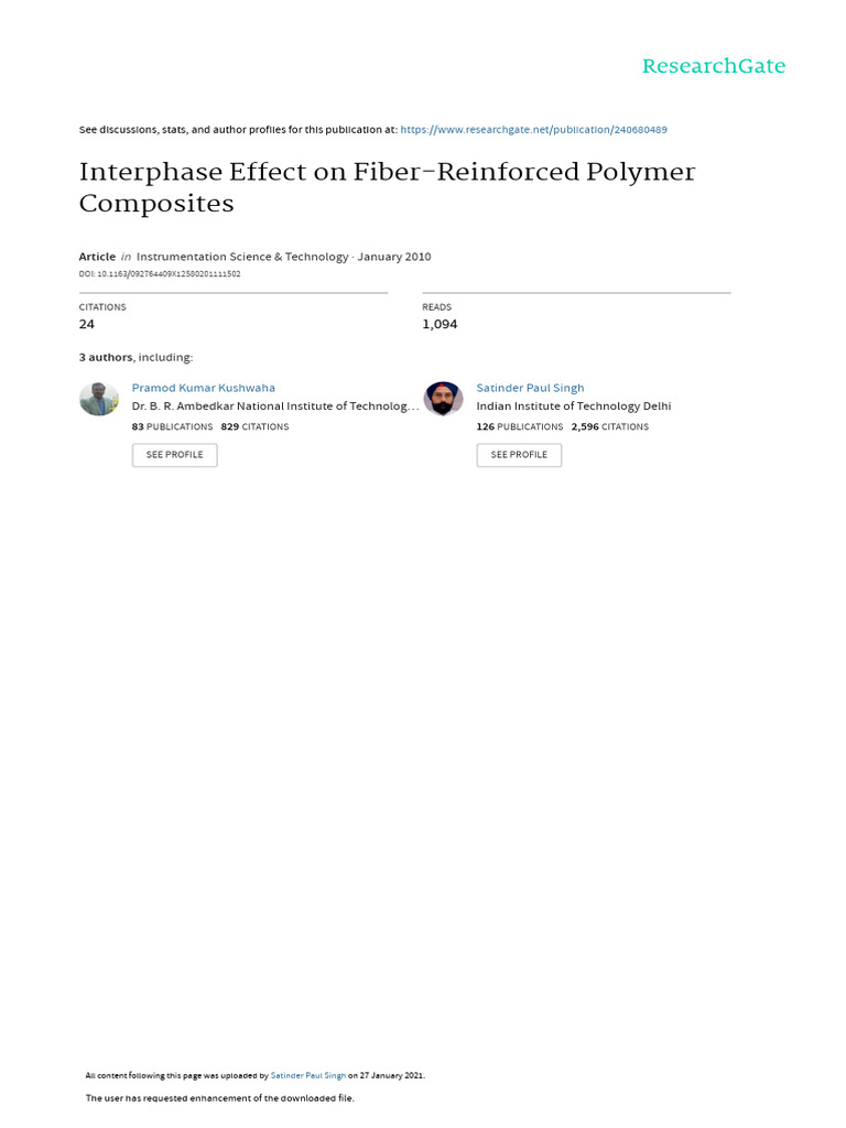 Interphase Effect On Fiber-Reinforced Polymer Comp | PDF | Composite ...