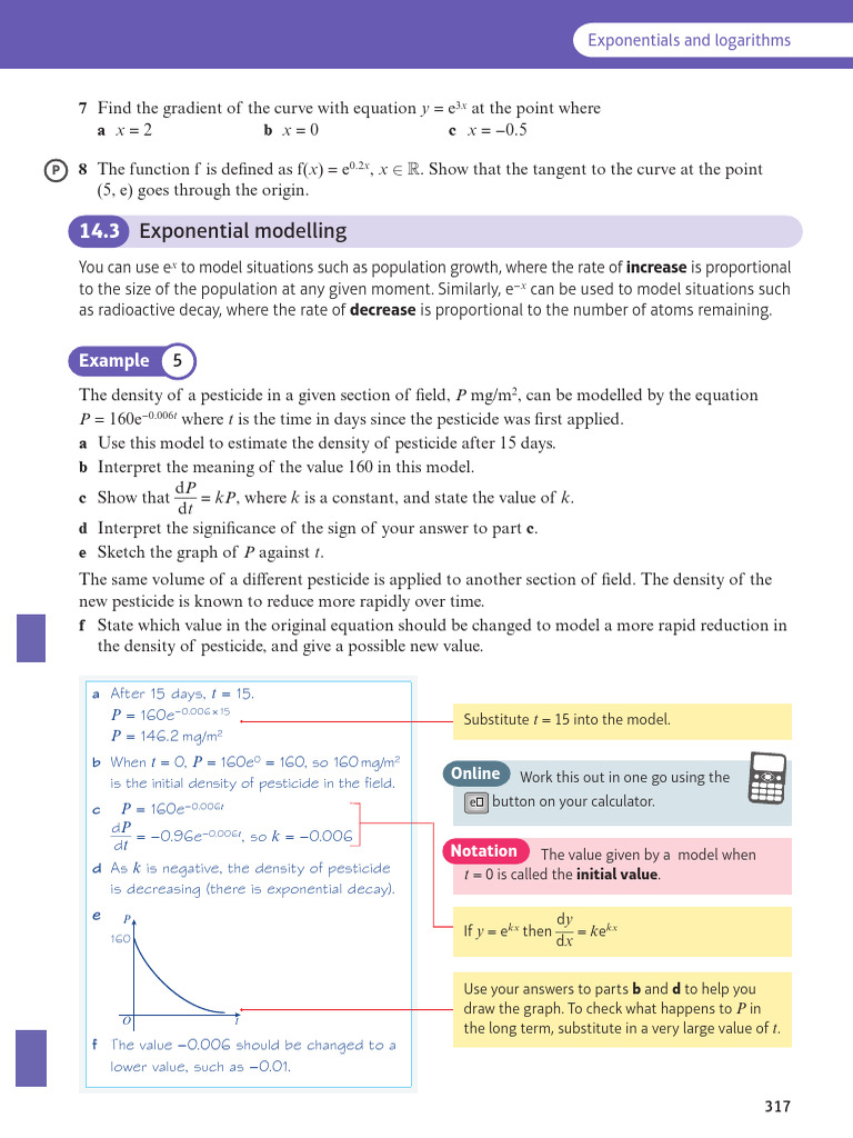 Pearson Edexcel A Level Maths P1 Ch14 3 Exponential Modelling p317 328 ...
