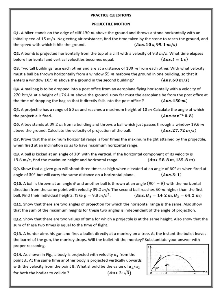 Projectile Motion Questions | PDF | Projectiles | Flight