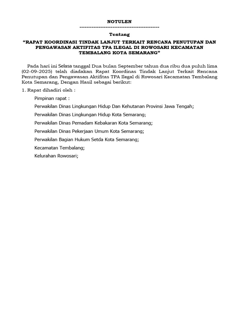 Notulen Rapat 02092025 Rowosari | PDF