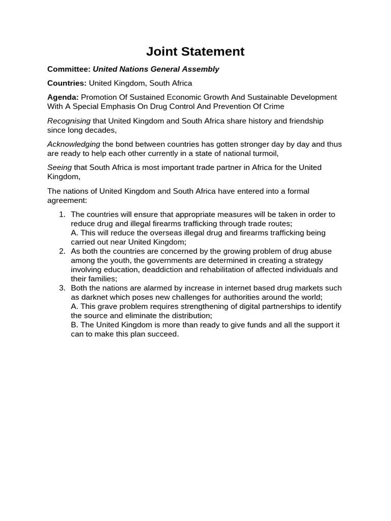 Joint Statement UK and South Africa | PDF