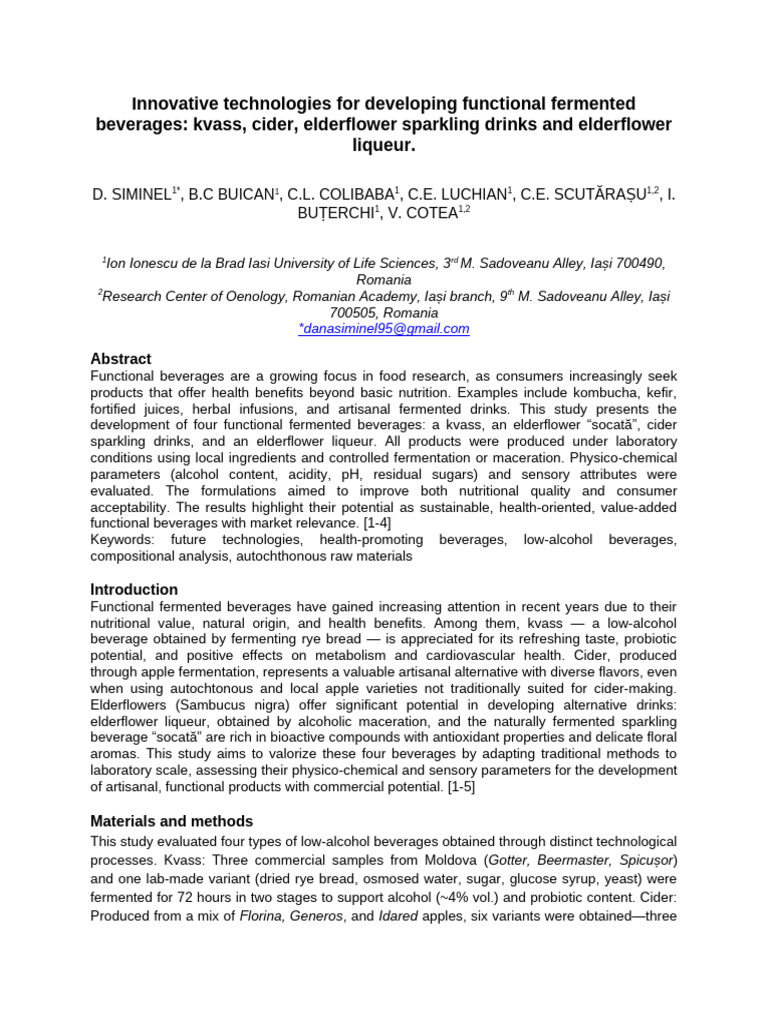 Functional Fermented Beverages Study | PDF | Drink | Cider