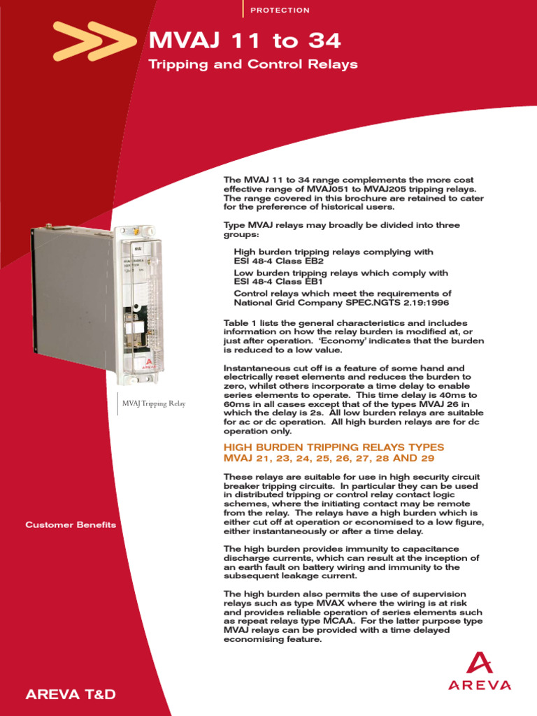 MVAJ Tripping and Control Relays Overview | PDF | Relay | Electronic ...