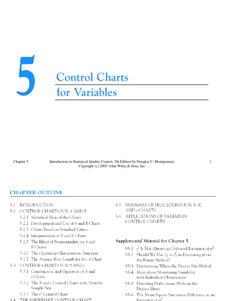 Chap05 Variable Control Charts | PDF | Normal Distribution | Statistics