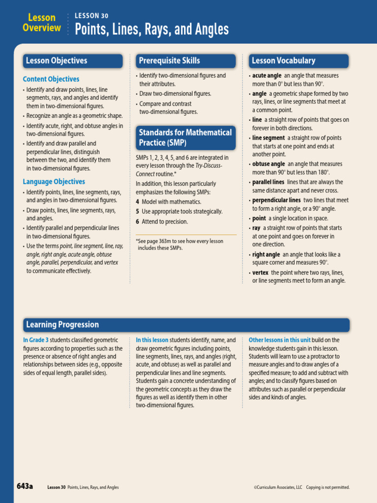 Line Points and Rays Grade 4 | PDF | Line (Geometry) | Perpendicular