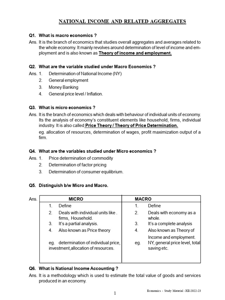 Class Xii Eco - 1 2022-23 | PDF | Gross Domestic Product | Measures Of ...