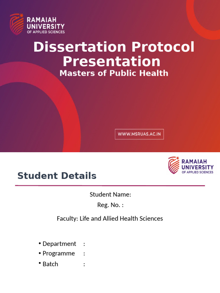 Protocol Dissertation - Template - MSRUAS - MPH | PDF