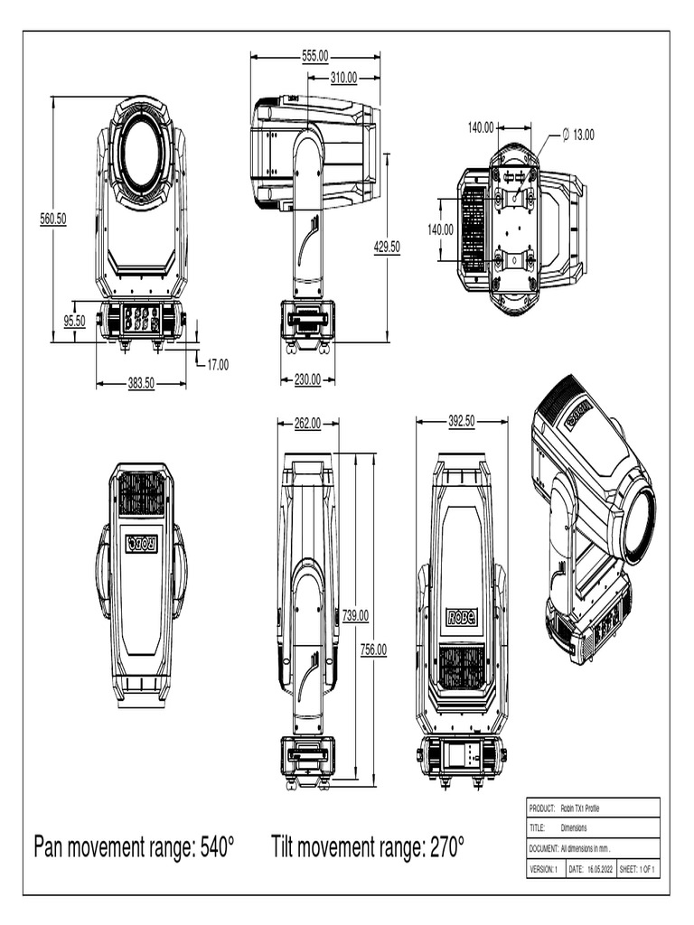 Robin TX1 Dimensions and Movement Specs | PDF