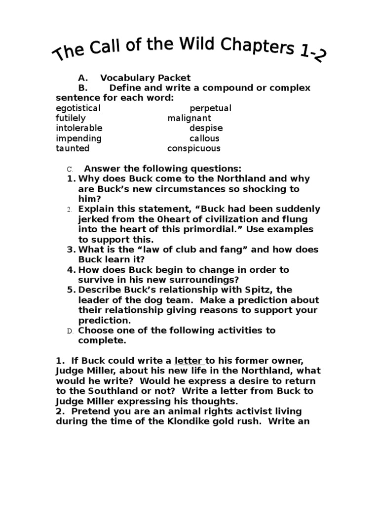 The Call of The Wild Chapters 1 | PDF