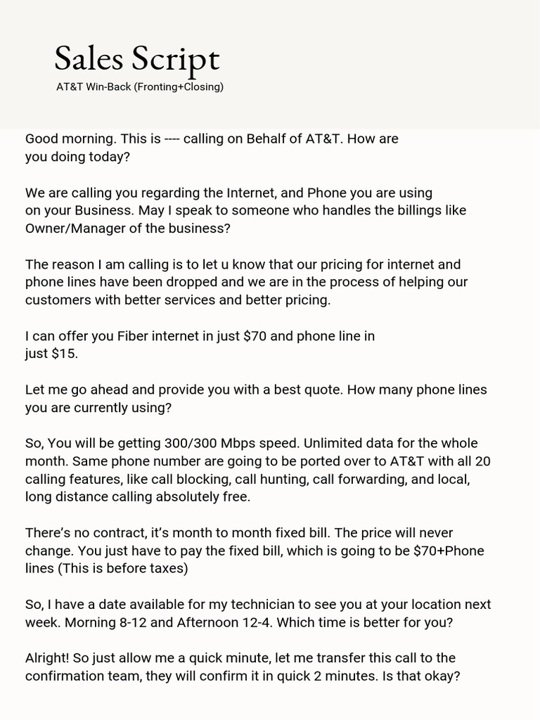 Old Win-Back Sale - AT&T | PDF