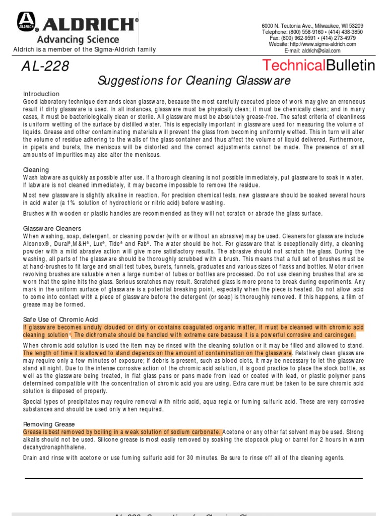 Glass Cleaning With Chromic Acid | PDF | Sterilization (Microbiology ...