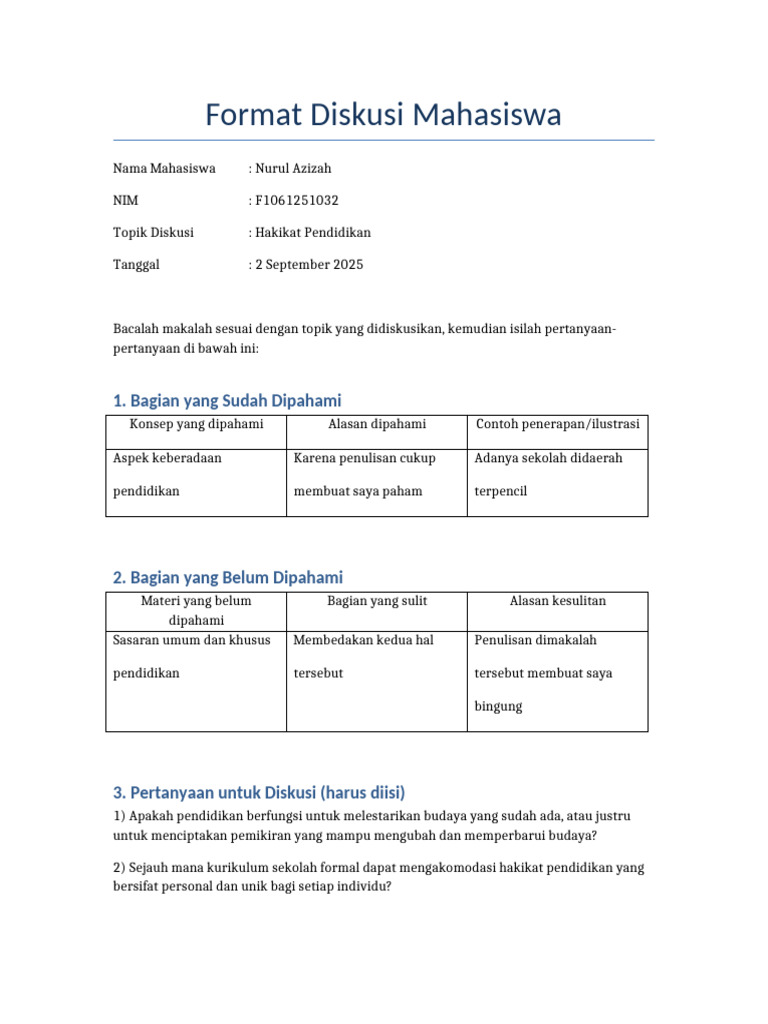Format Diskusi Mahasiswa | PDF